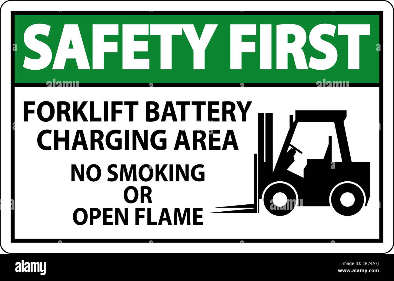 Safety First Sign Forklift Battery Charging Area, No Smoking Or Open ...