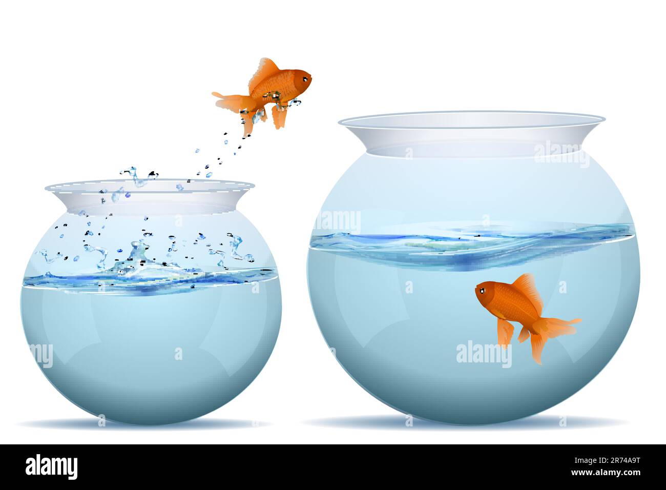 illustration of jumping fish in tank on white background Stock Vector ...