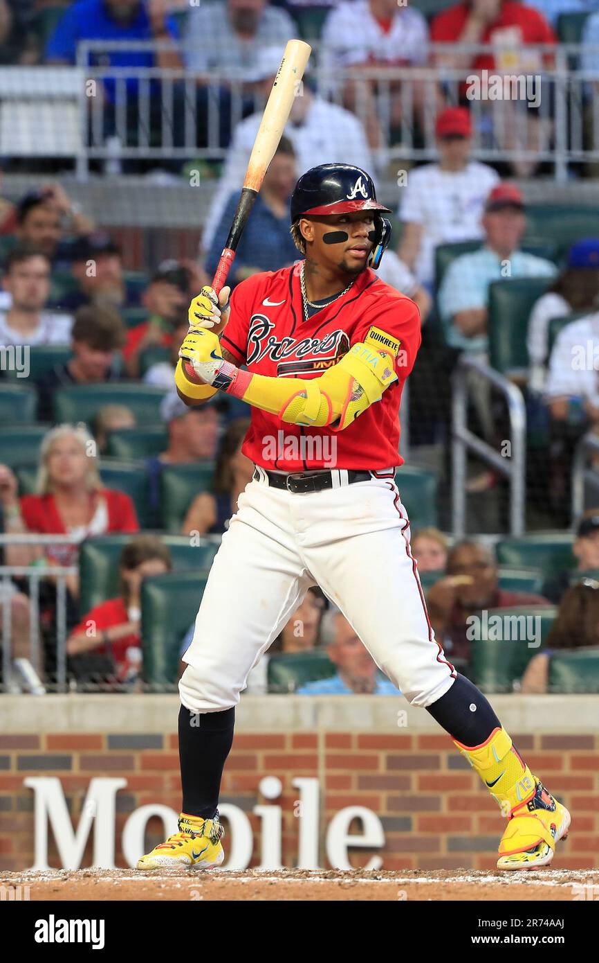 ATLANTA, GA - JUNE 09: Atlanta Braves right fielder Ronald Acuna Jr ...