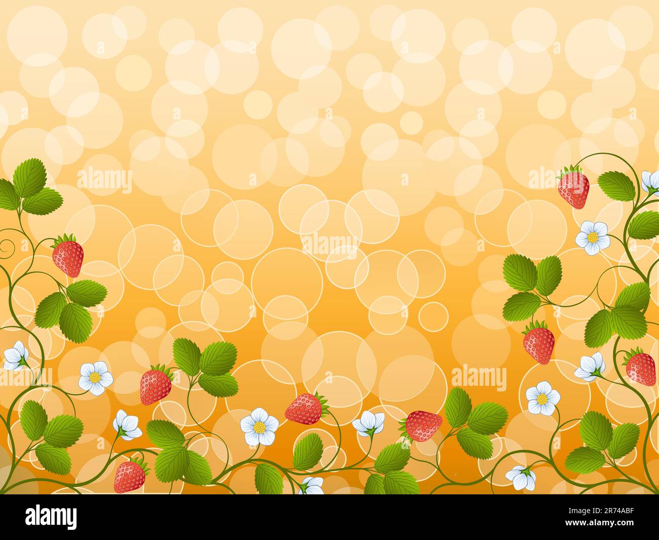 Floral background with a strawberry. Vector illustration Stock Vector ...