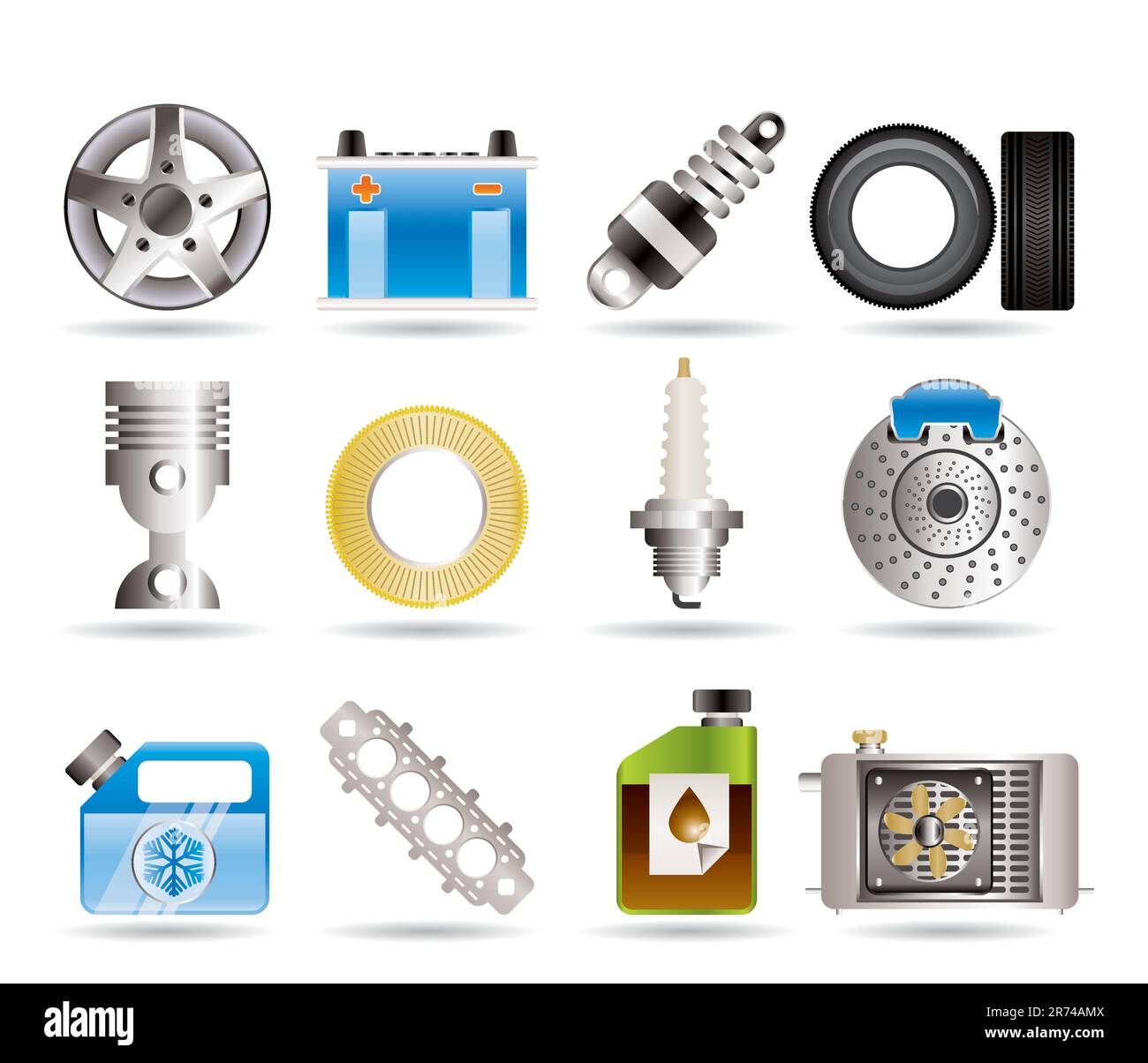 Realistic Car Parts and Services icons - Vector Icon Set 5 Stock Vector ...