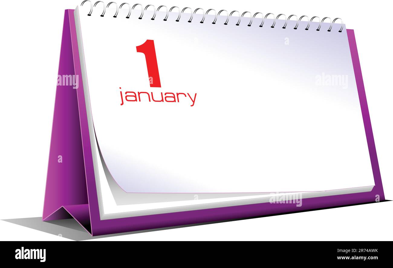 Vector illustration of desk calendar. 1 january. New Year Stock Vector ...