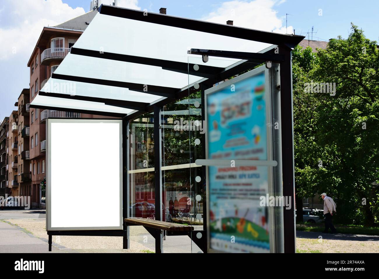 bus shelter. lightbox ad sign. mockup template. glass billboard ...