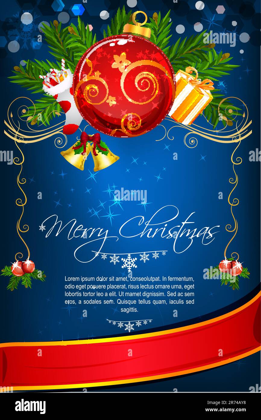 illustration of abstract floral christmas card on white background ...