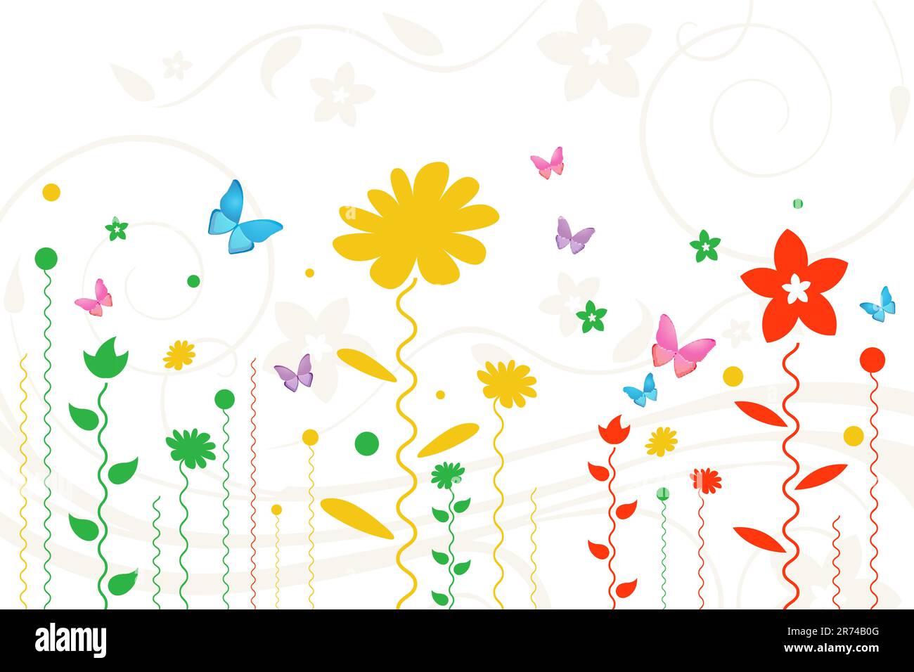 illustration of simple floral card on white background Stock Vector ...