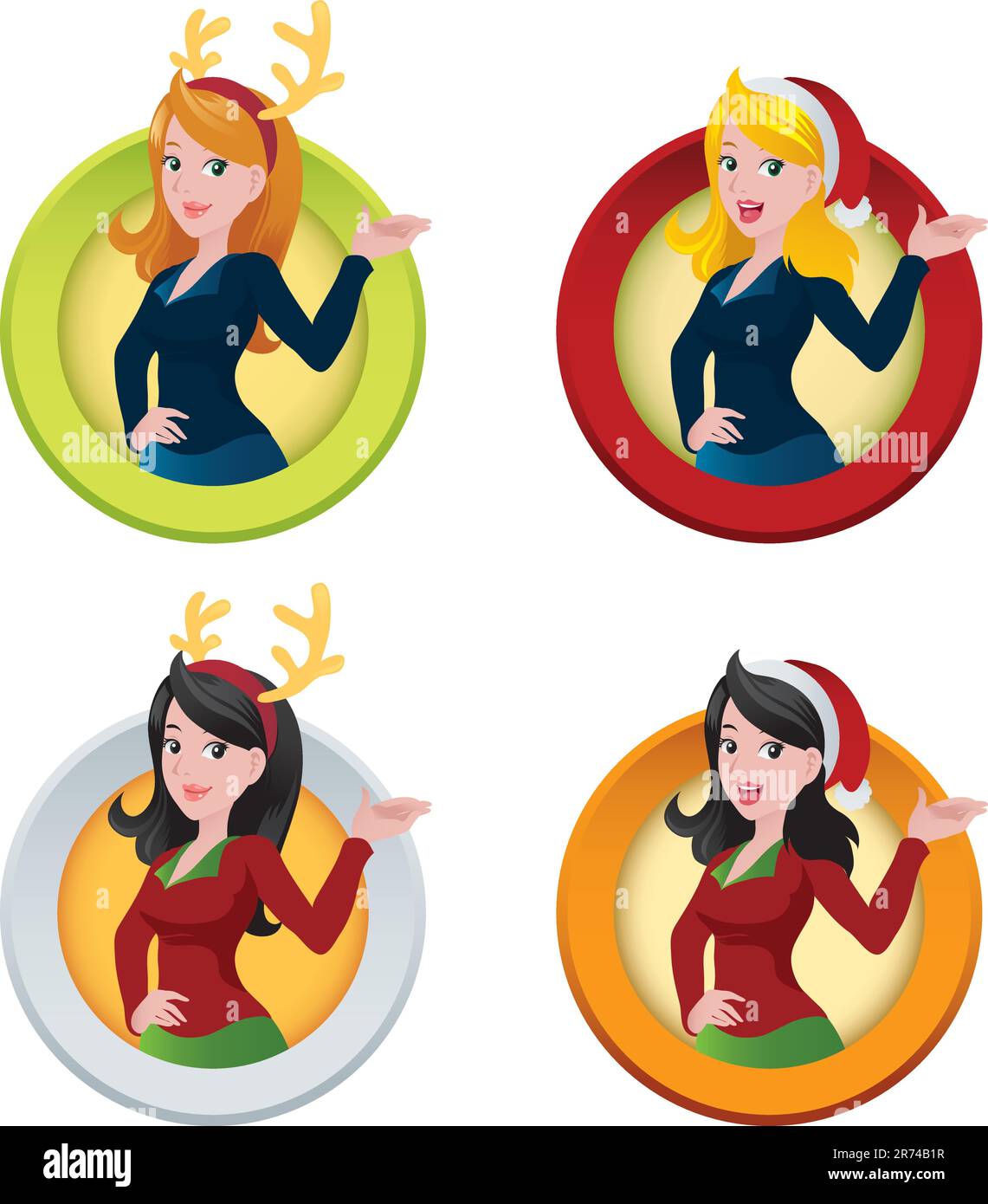 Christmas Themed Business Woman Web Buttons Stock Vector Image & Art ...