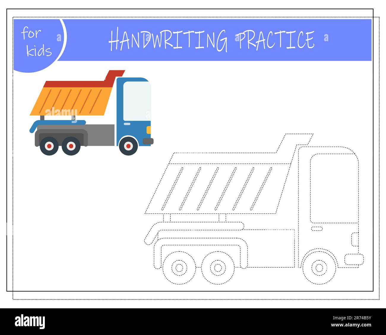 Connect the dots, educational game for kids, cartoon dump truck Stock ...