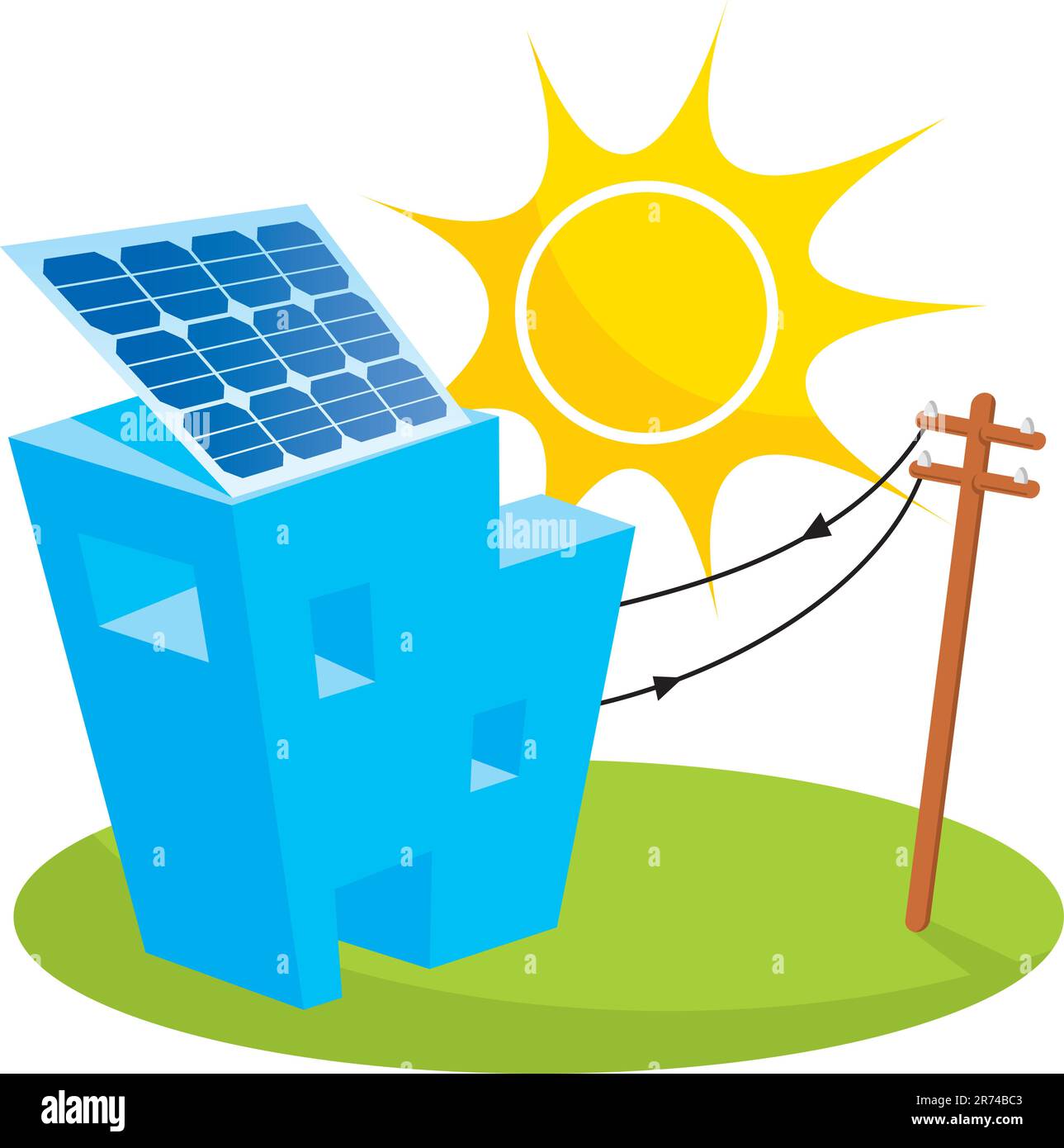 Cartoon illustration energy solar panel Stock Vector Images - Alamy