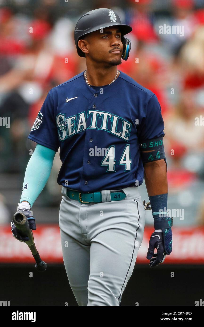 ANAHEIM, CA - JUNE 11: Seattle Mariners center fielder Julio Rodriguez ...