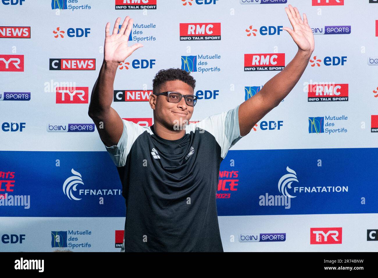 Rennes, France. 12th June, 2023. Yohan Ndoye-Brouard receives an award ...
