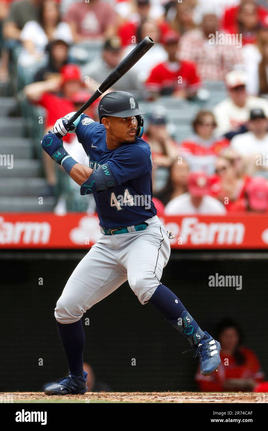 ANAHEIM, CA - JUNE 11: Seattle Mariners center fielder Julio Rodriguez ...
