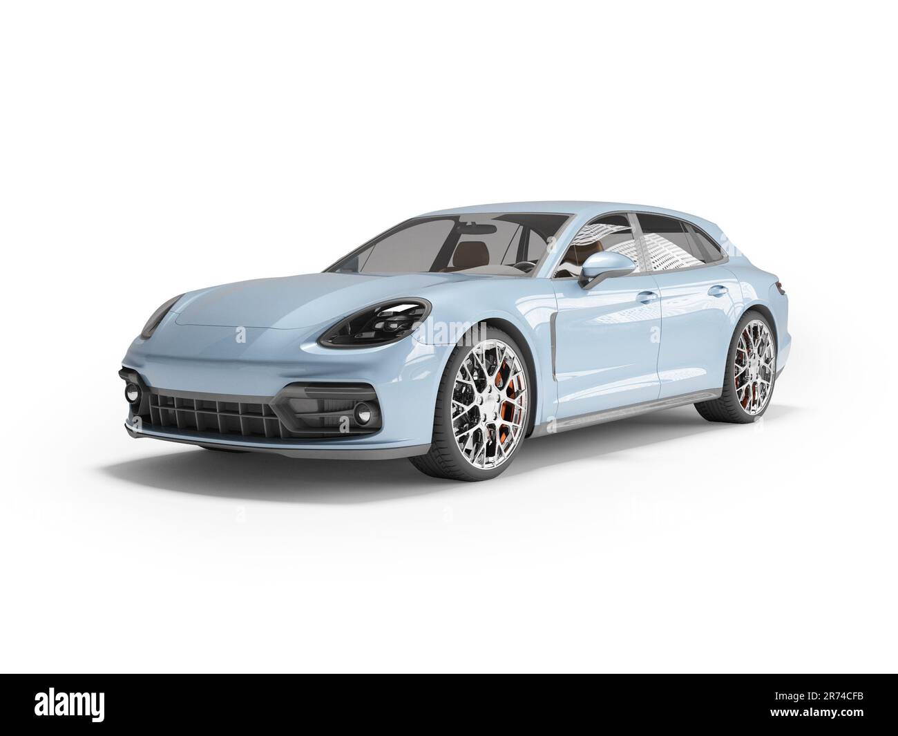 3d rendering of sports car in blue color isolated on white background ...