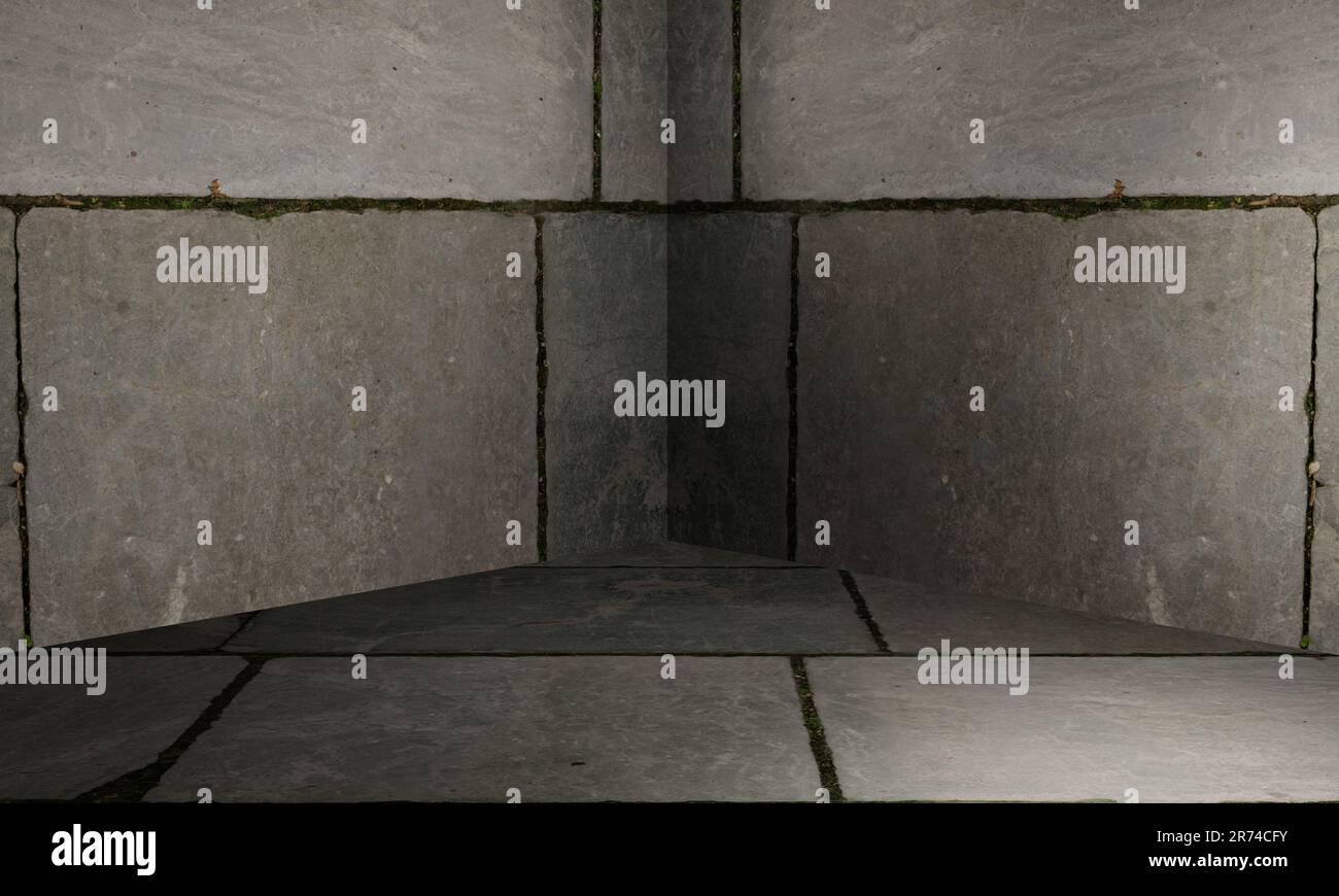 Concrete corner 3d wall room texture background Stock Photo - Alamy