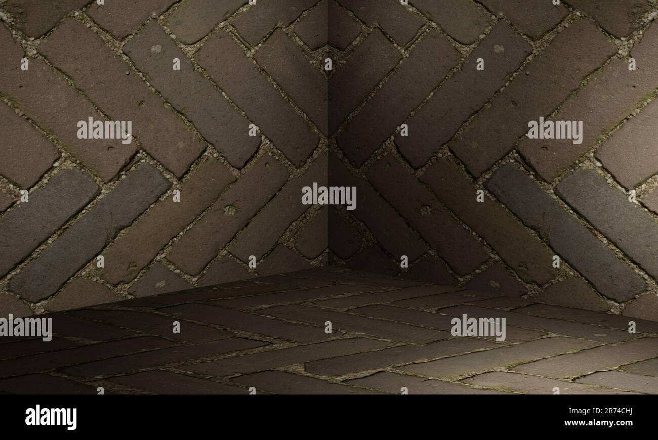 Concrete corner 3d wall room brick texture background Stock Photo - Alamy