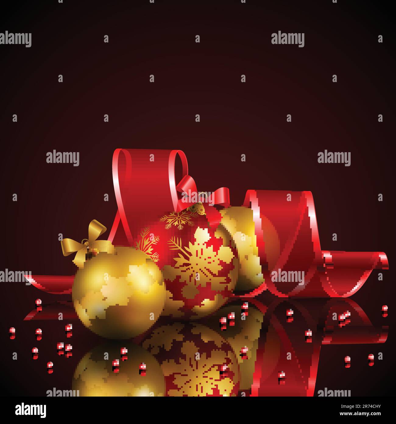 christmas background with baubles and ribbon Stock Vector Image & Art ...