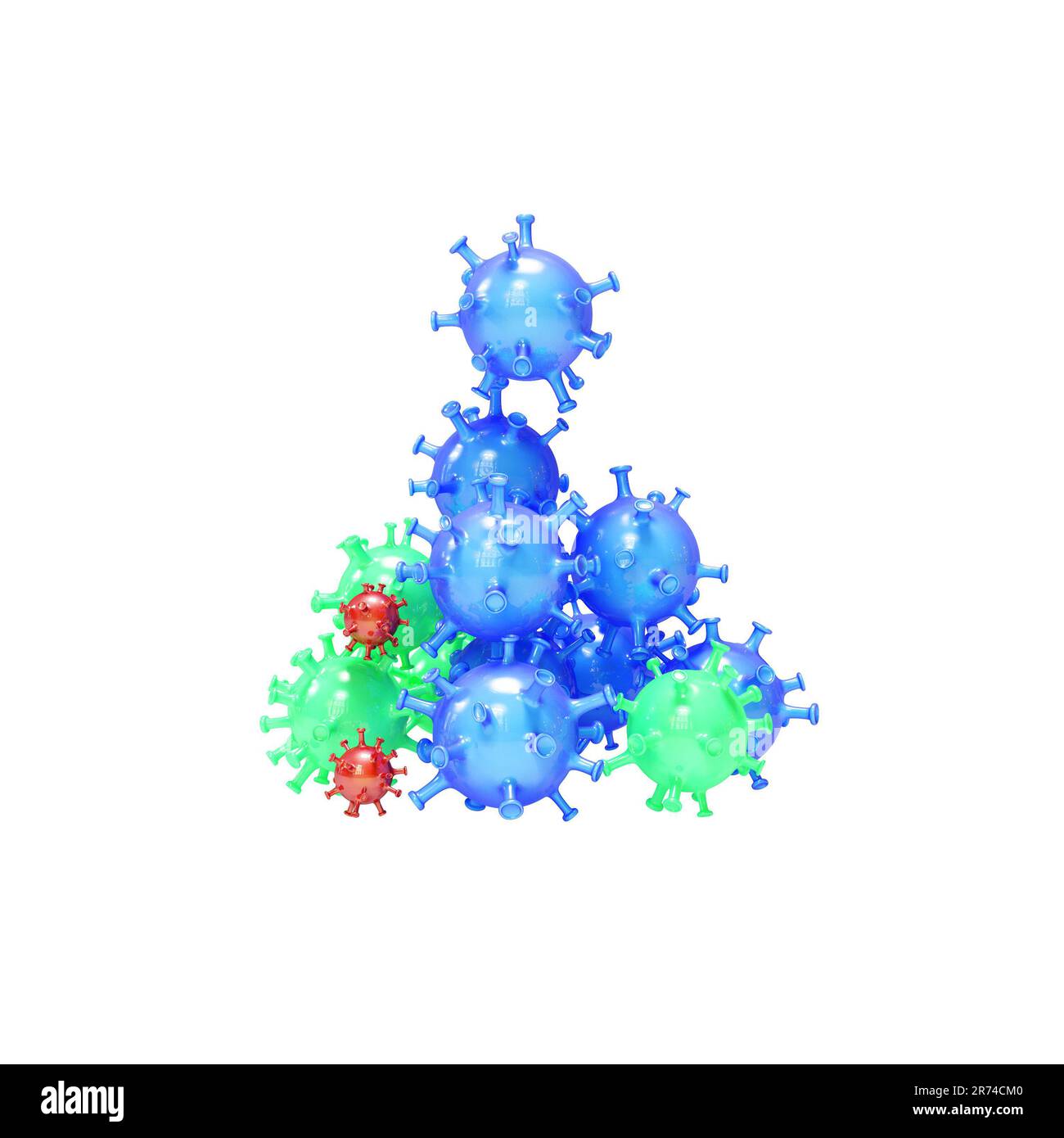 Viruses and bacteria falling from above 3d illustration on white ...