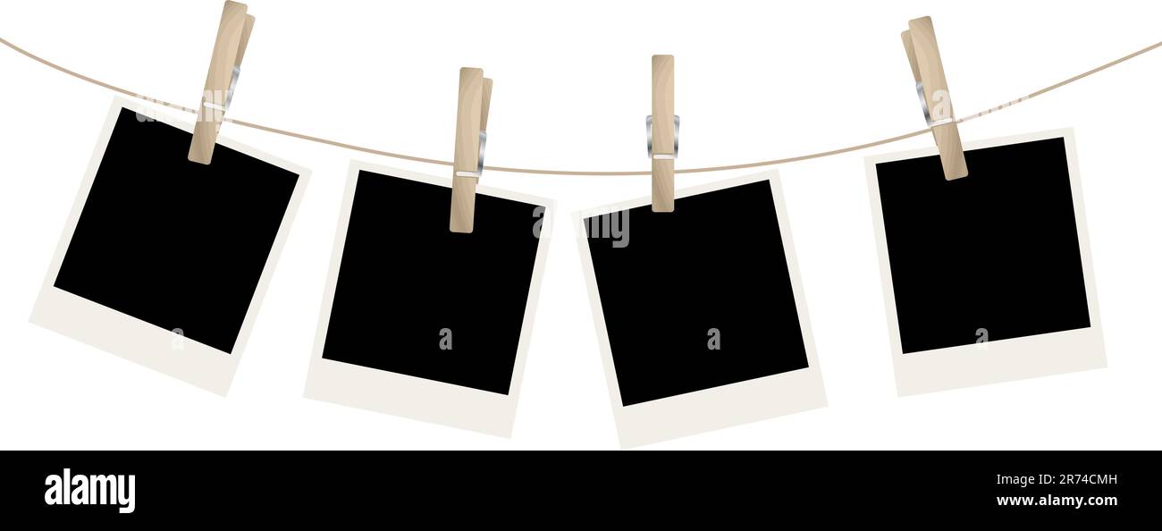 Photo frames on the rope. Vector illustration Stock Vector Image & Art ...