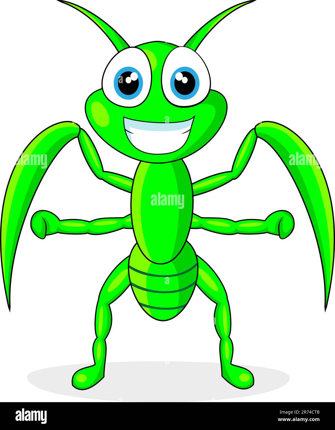 vector illustration of a cute praying mantis. No gradient Stock Vector ...