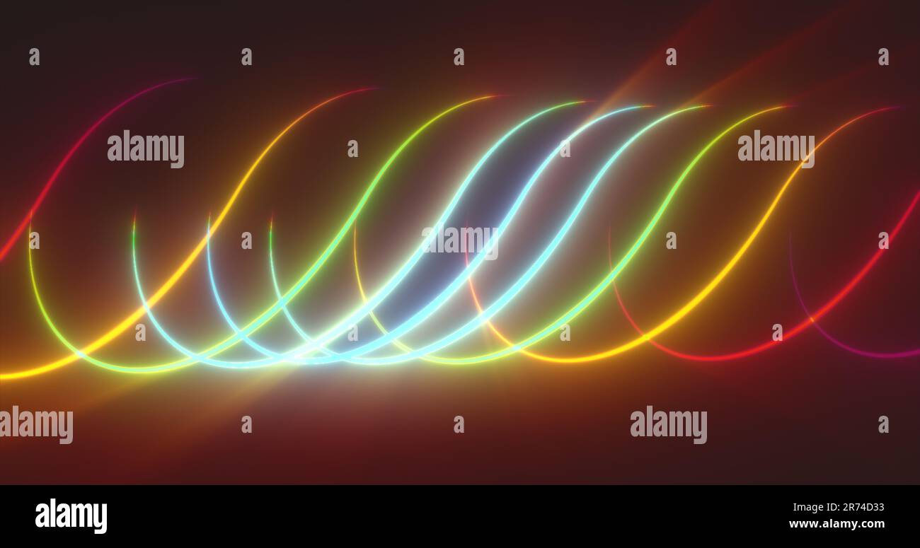 Abstract multicolored glowing bright magical energy lines on a black ...