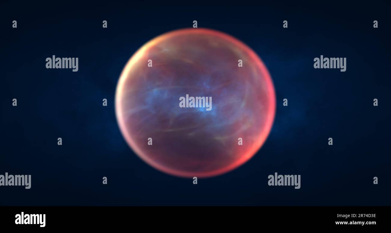 Abstract red orange energy sphere round glowing magical digital ...