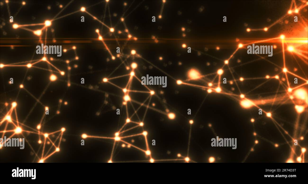 Abstract yellow orange energy lines plexus triangles magical bright glowing futuristic hi-tech ...