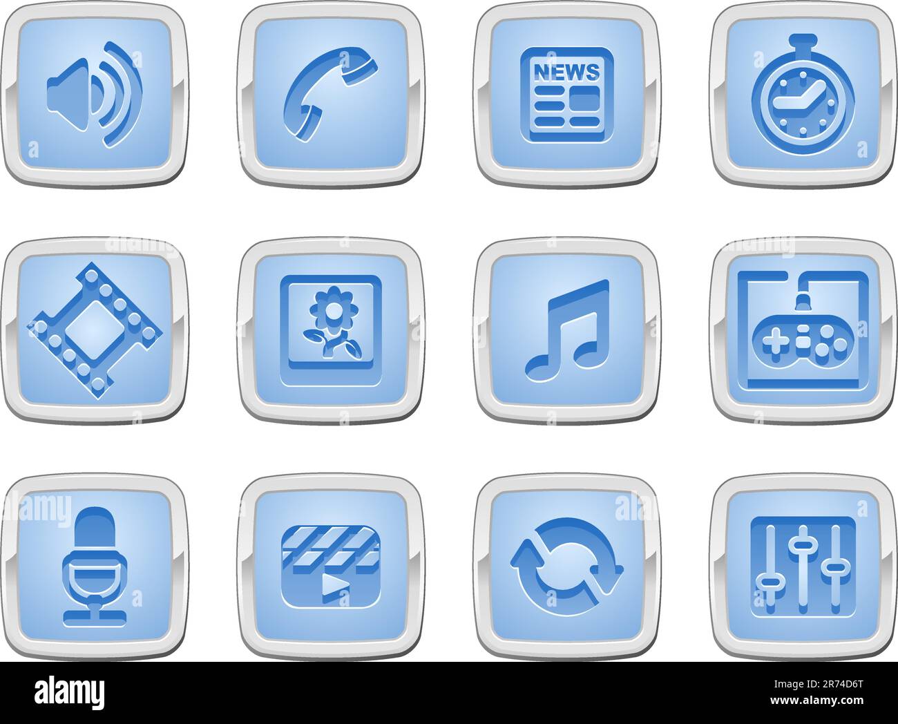 illustration of a media icon set, or series of media studies signs ...