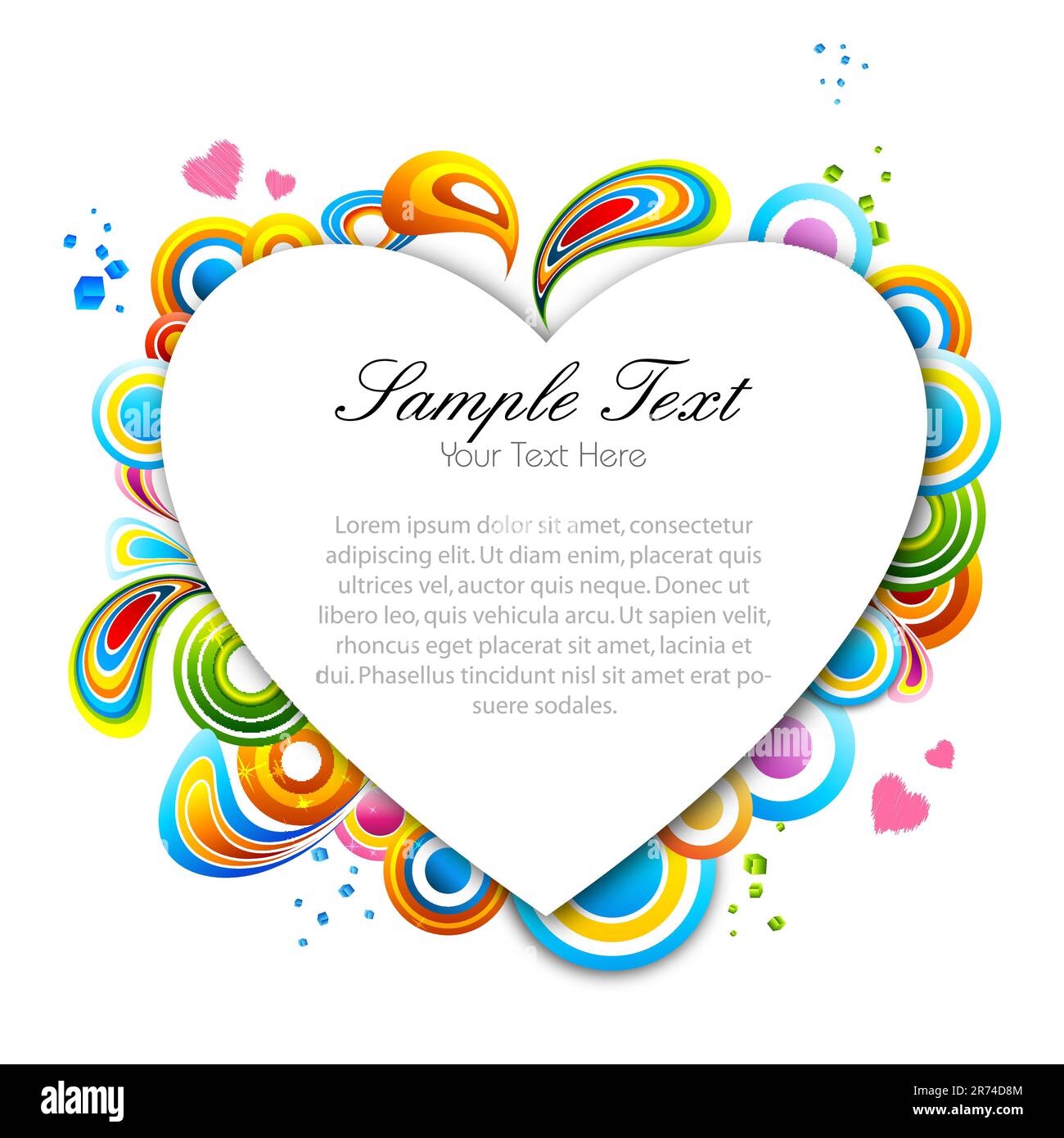 illustration of multicolored valentine card on white background Stock ...