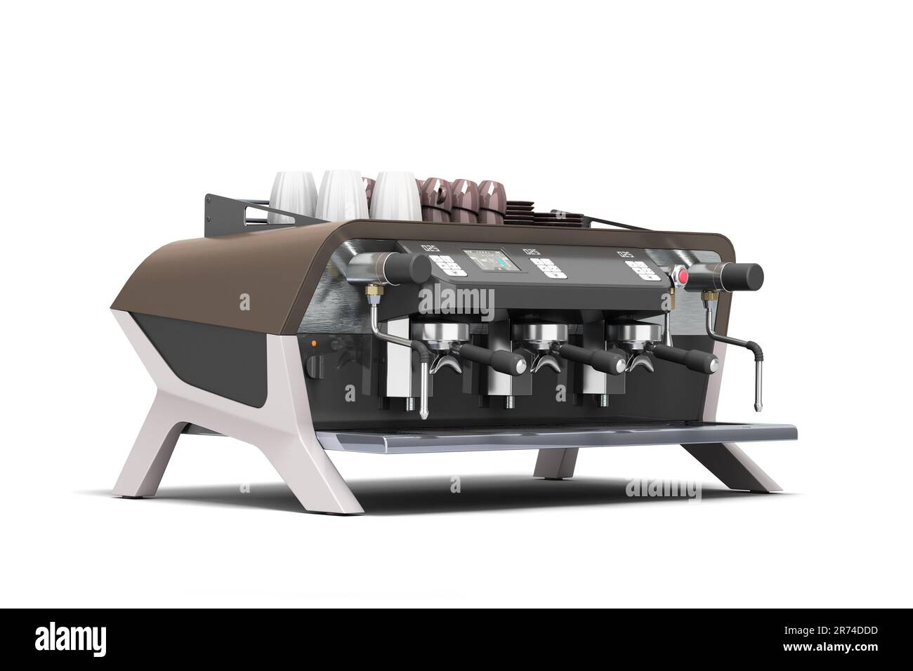 new professional coffee machine perspective view 3d render on white ...