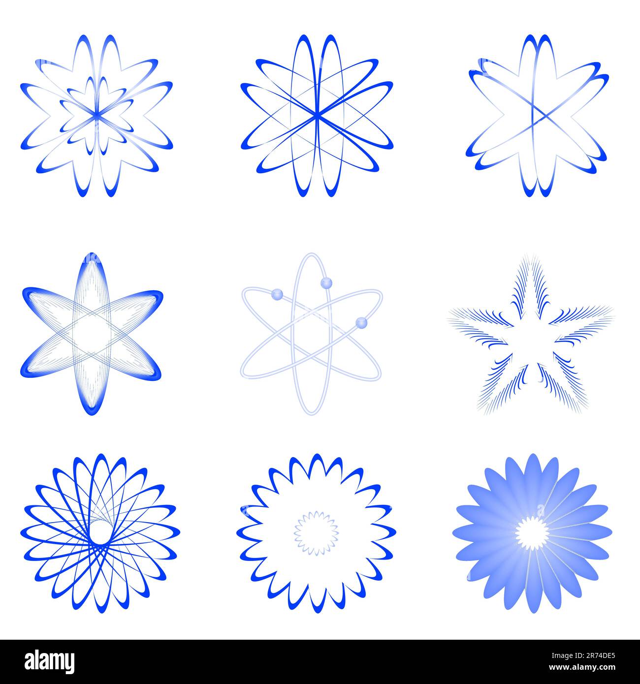 illustration of different shapes of atom on white background Stock ...