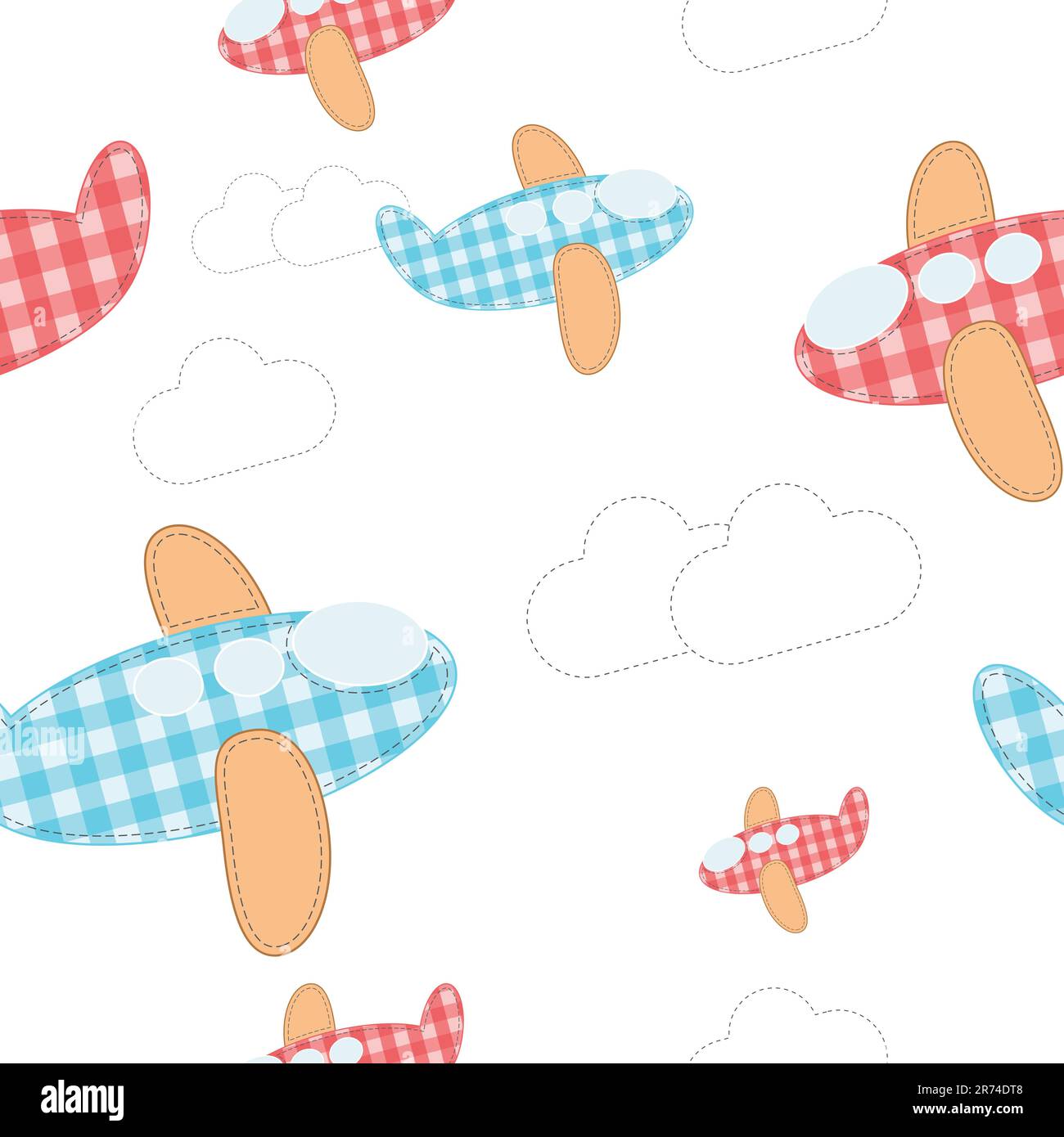 seamless vector wallpaper of cute fabric airplanes Stock Vector Image ...