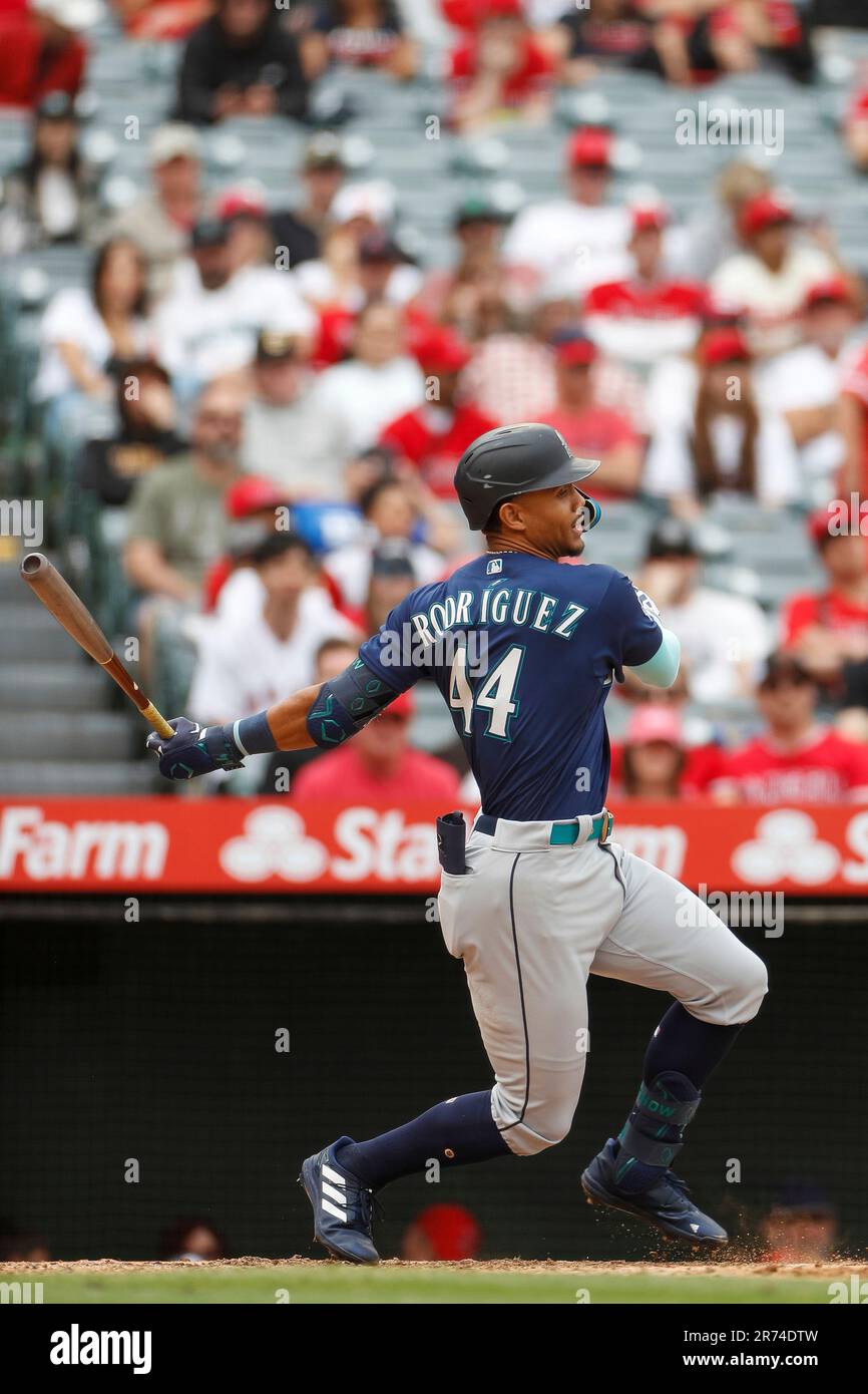 ANAHEIM, CA - JUNE 11: Seattle Mariners center fielder Julio Rodriguez ...