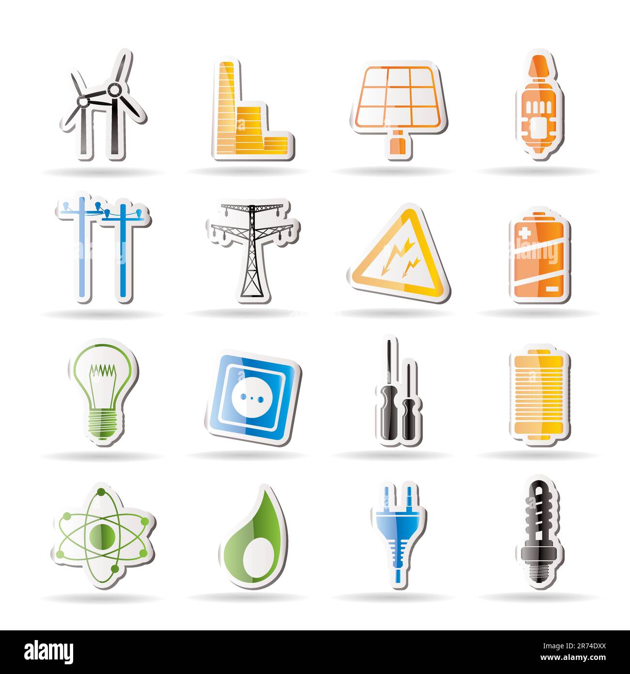 Simple Electricity, power and energy icons - vector icon set Stock ...