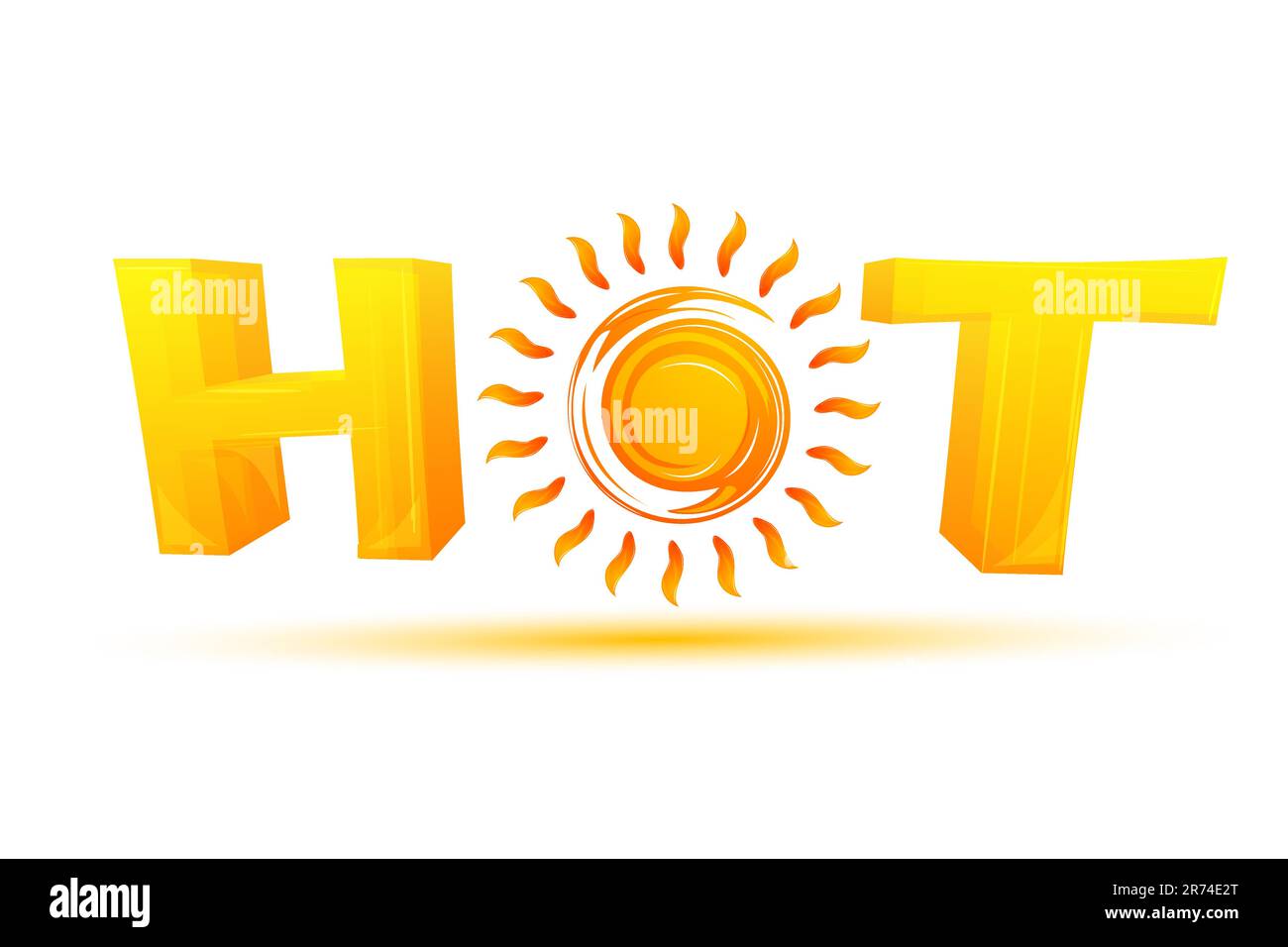 illustration of hot text with sun on isolated background Stock Vector ...