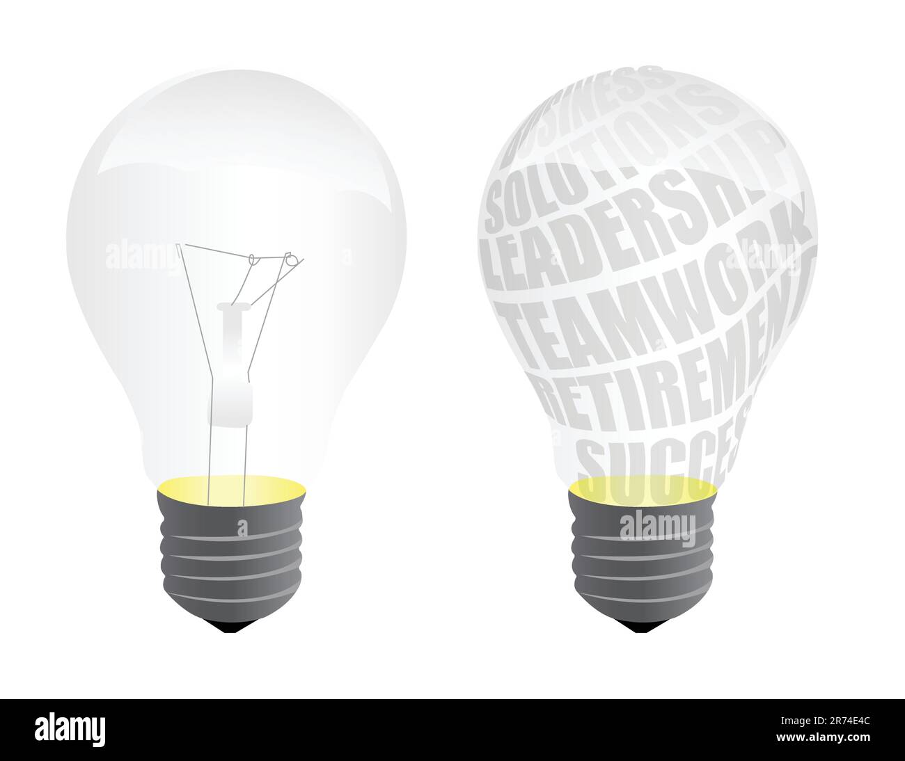 Realistic light bulb with business words. Vector file available ...