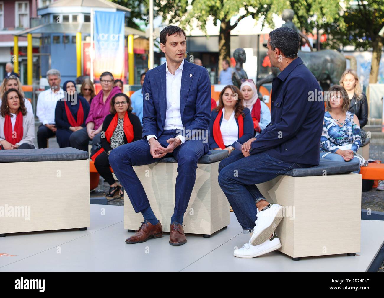 Berlin, Germany. 13th June, 2023. Martin Hikel (l, SPD), district mayor ...