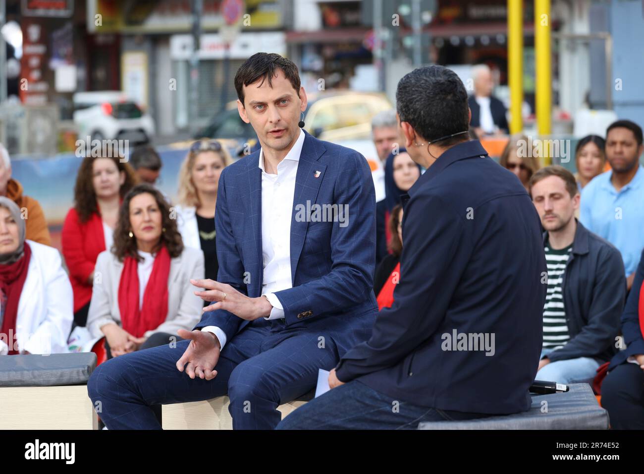 Berlin, Germany. 13th June, 2023. Martin Hikel (l, SPD), district mayor ...