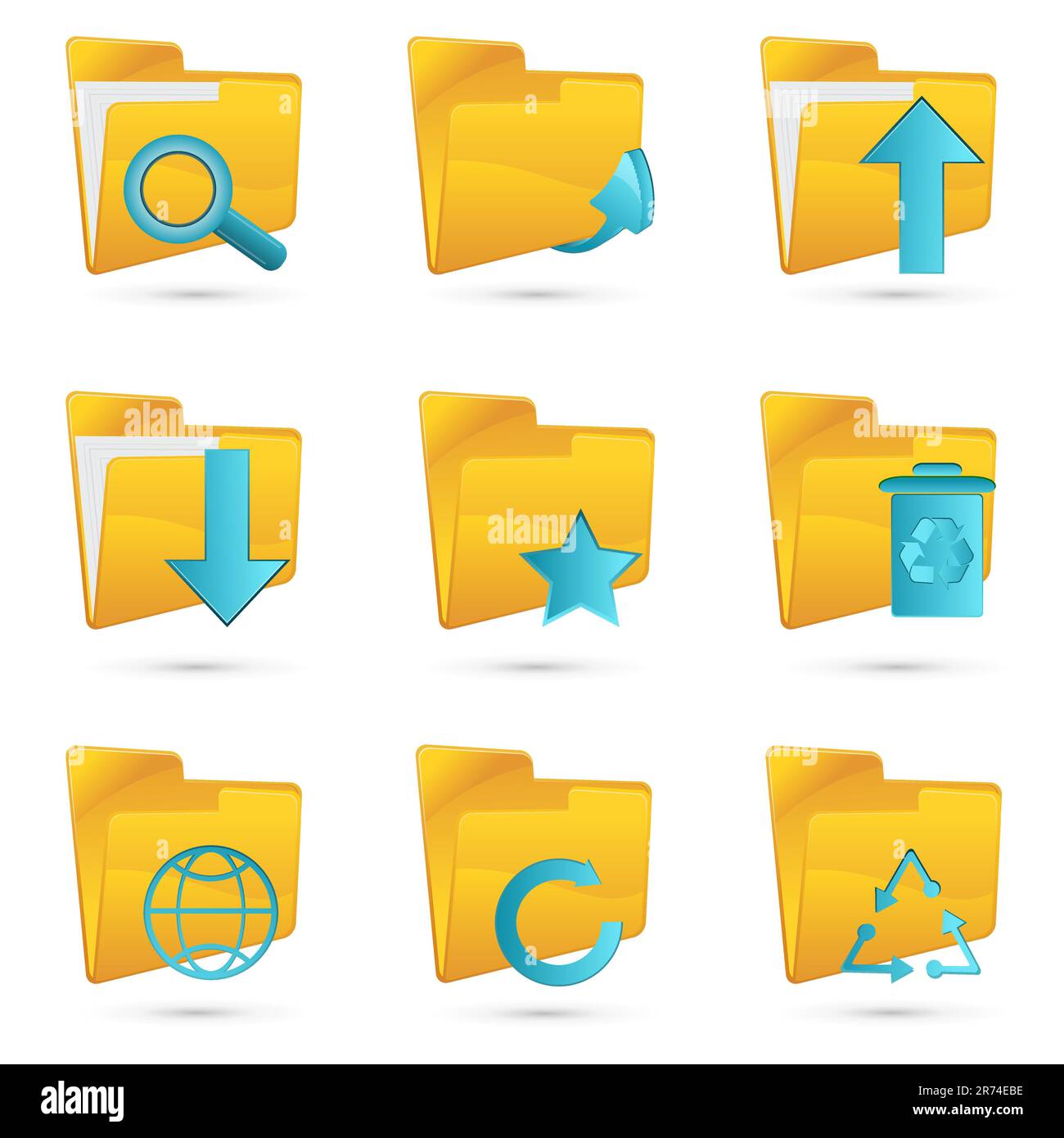 illustration of different folders icon on white background Stock Vector ...