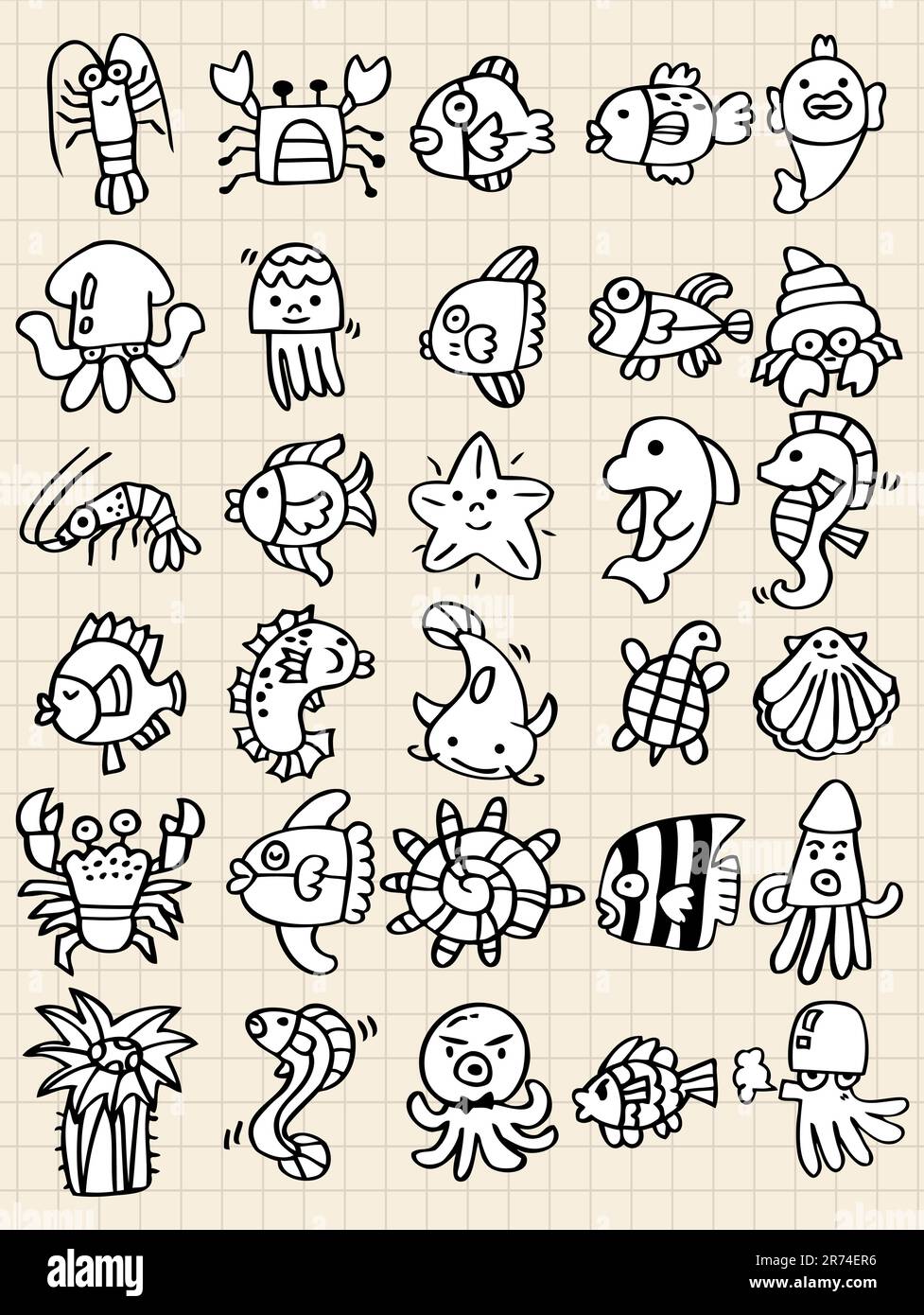 hand draw fish element Stock Vector Image & Art - Alamy