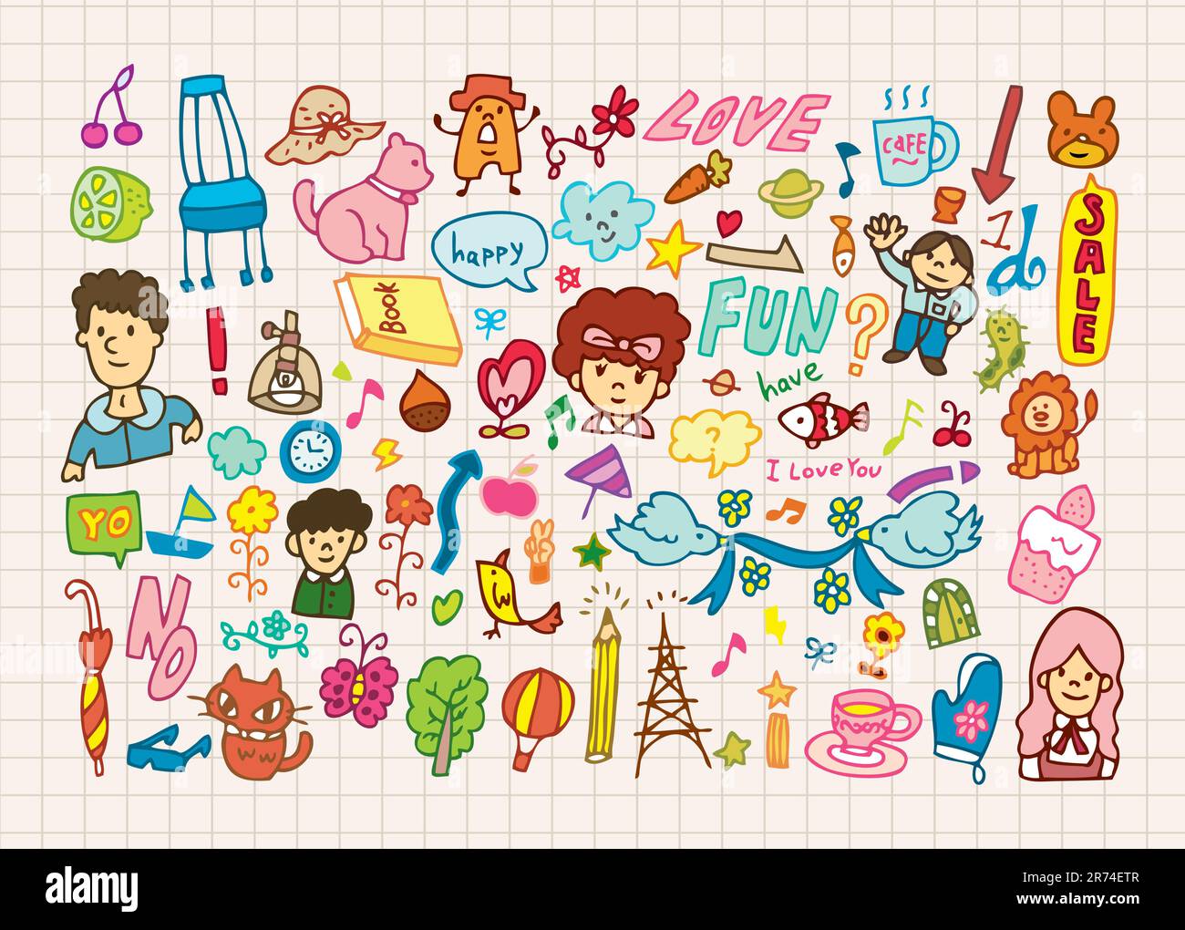 hand draw cute cartoon element,vector illustration Stock Vector Image ...