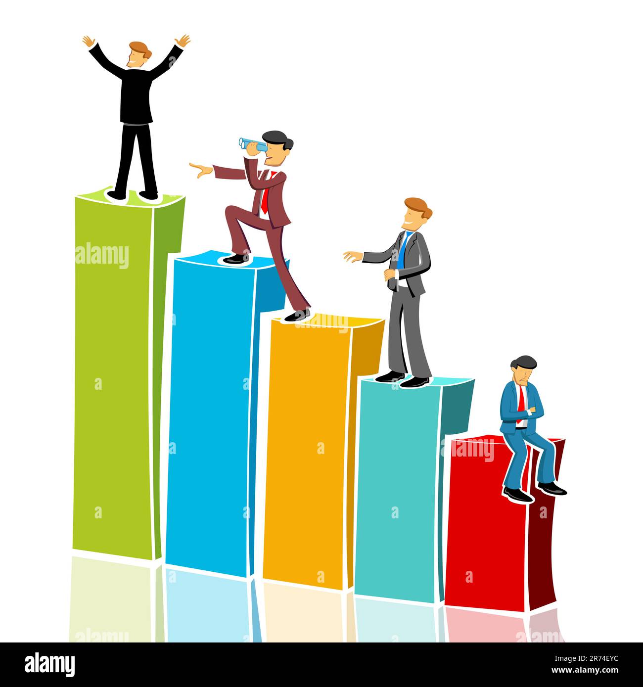 illustration of business man in graph on white background Stock Vector ...