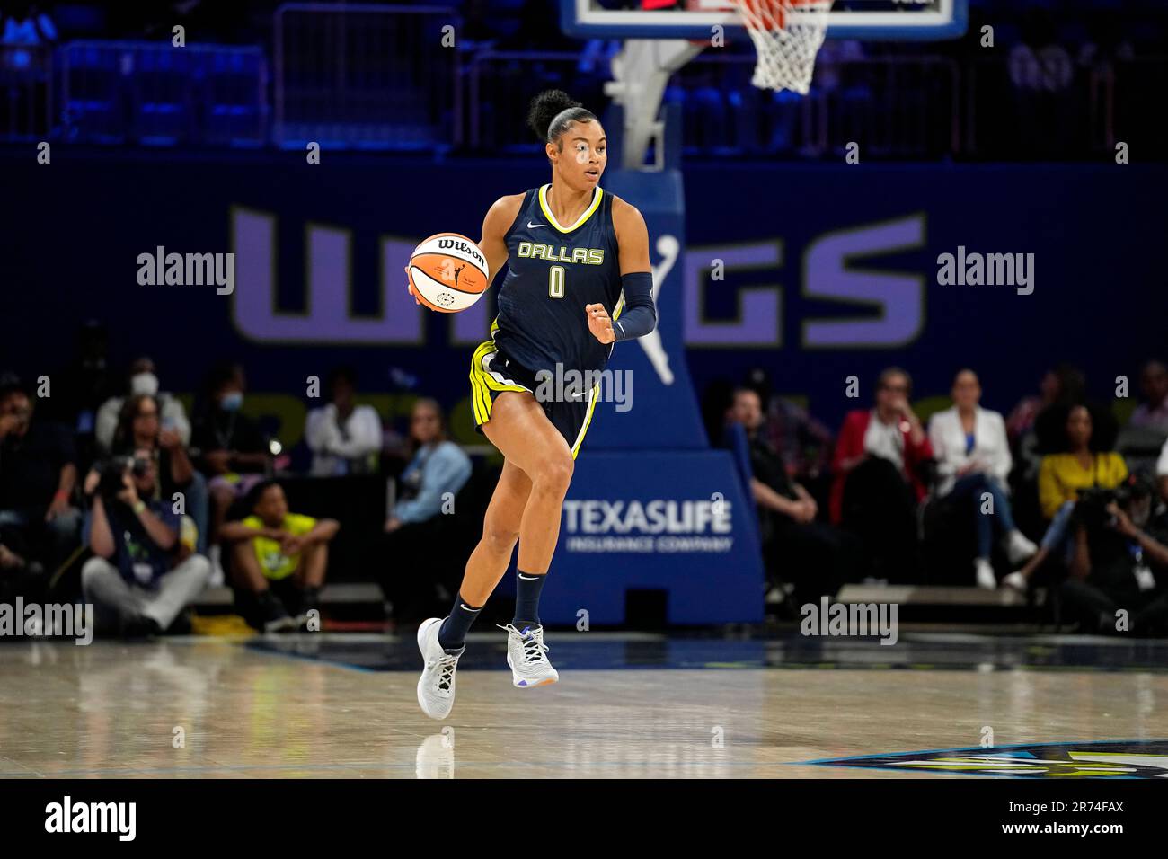 Dallas Wings forward Satou Sabally handles the ball during a WNBA ...