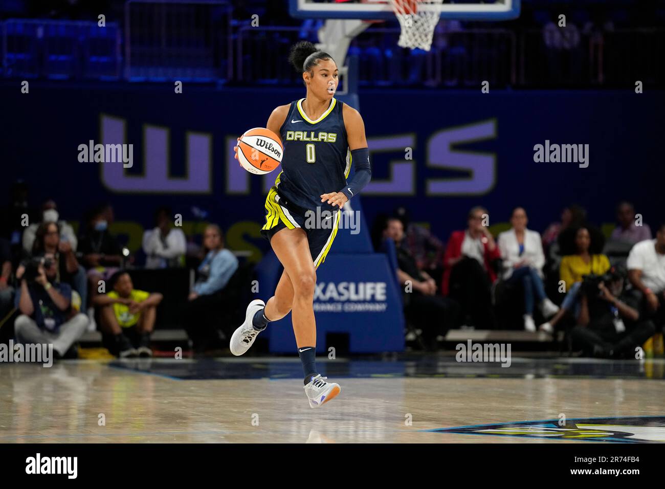 Dallas Wings forward Satou Sabally handles the ball during a WNBA ...