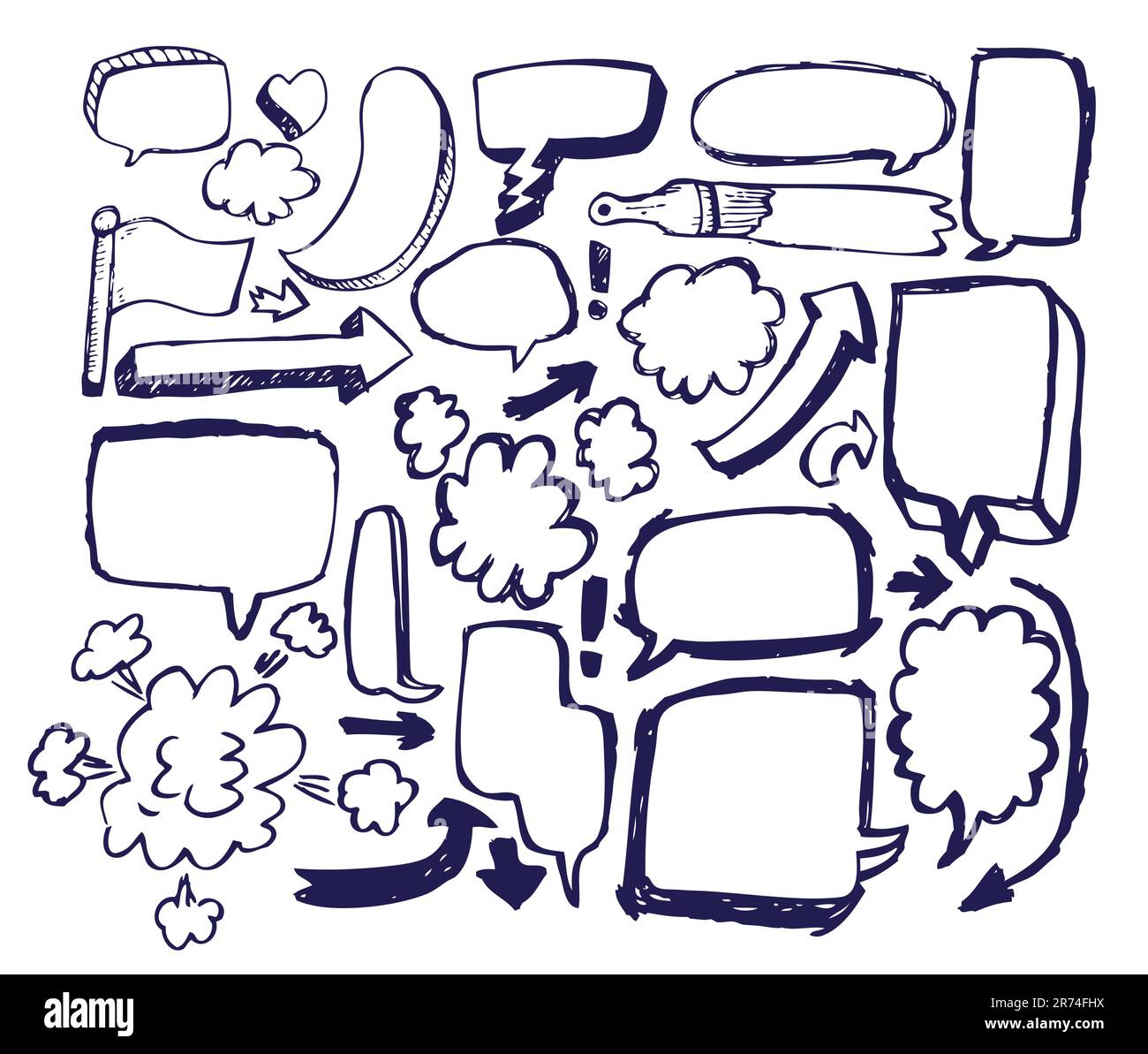 Doodle Sketch Speech Bubble Arrow Vector Illustration Set Stock Vector ...