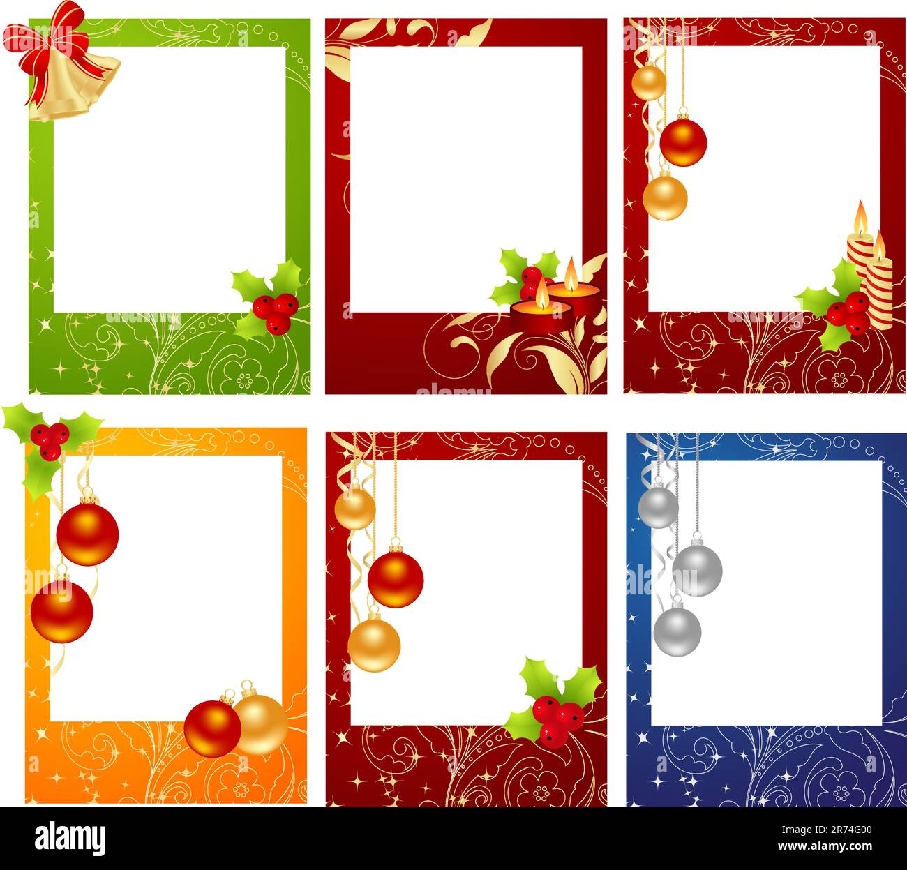 Set of celebratory Christmas cards with decorations. Vector ...