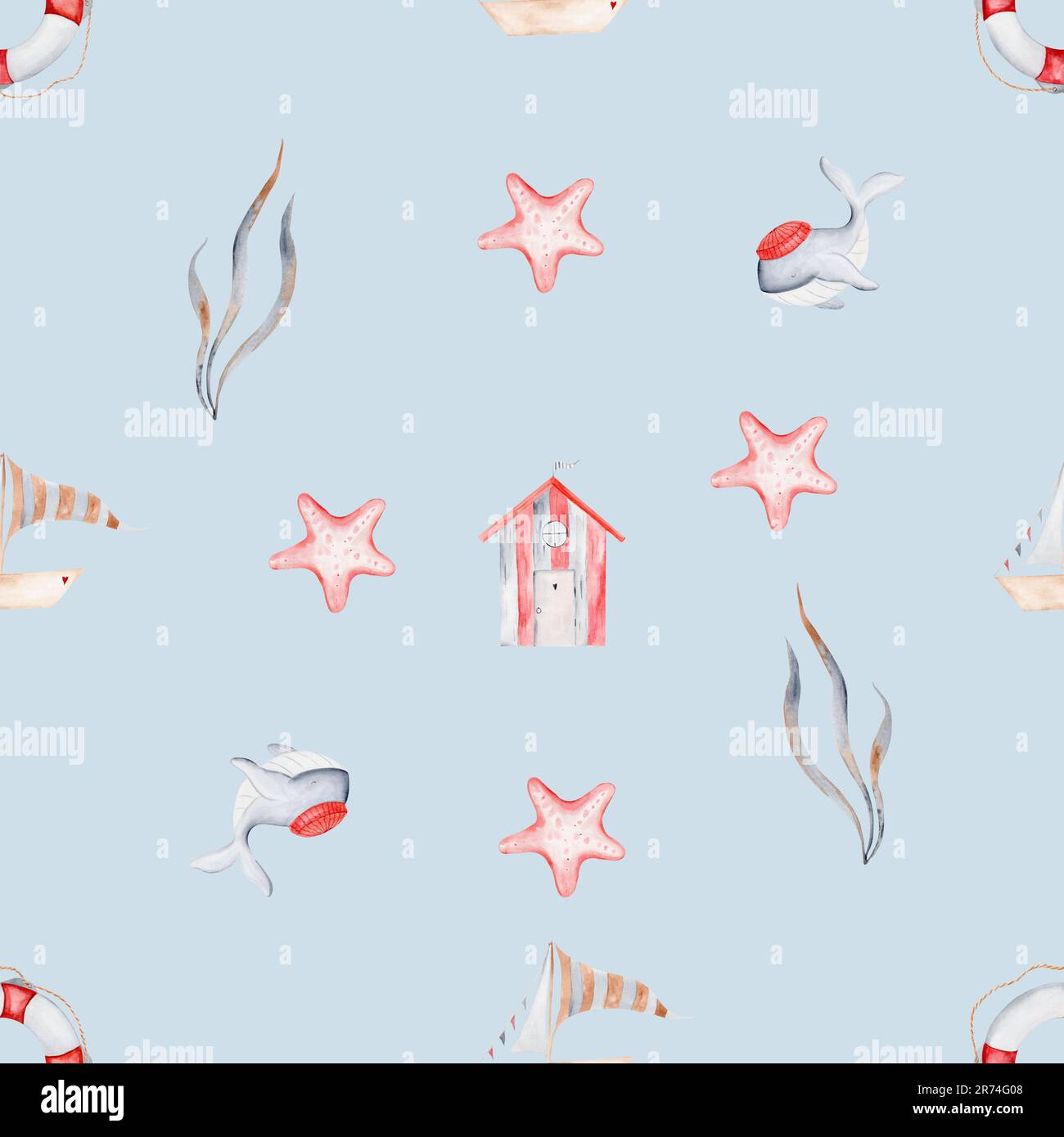 Sea adventure seamless pattern. cute pattern in nautical style for ...