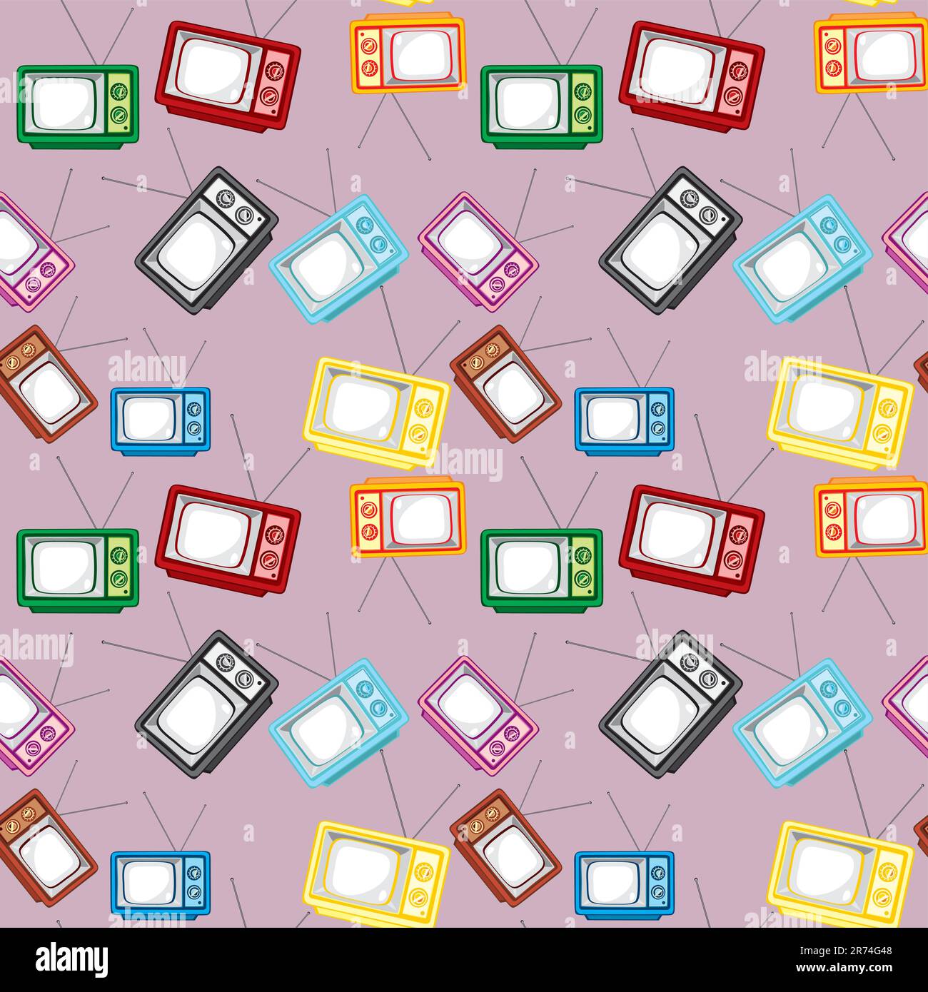 fully editable vector illustration seamless pattern isolated tv set ...