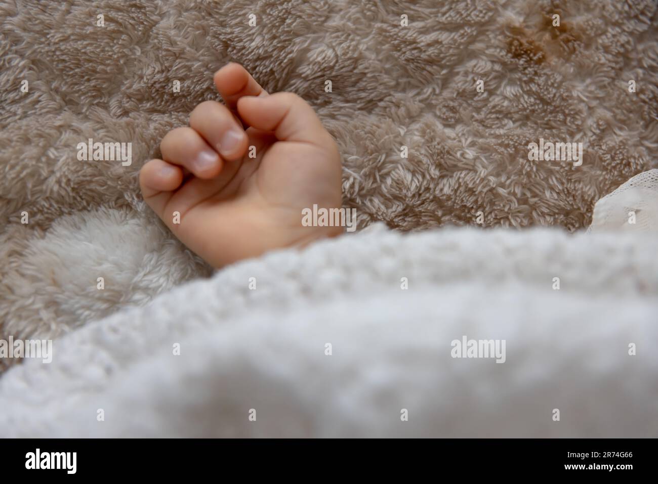 A right hand of sleeping asian baby on the carpet Stock Photo - Alamy