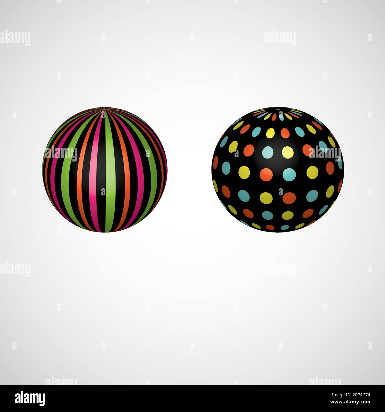 Collection of abstract spheres made from colorful stripes. vector ...