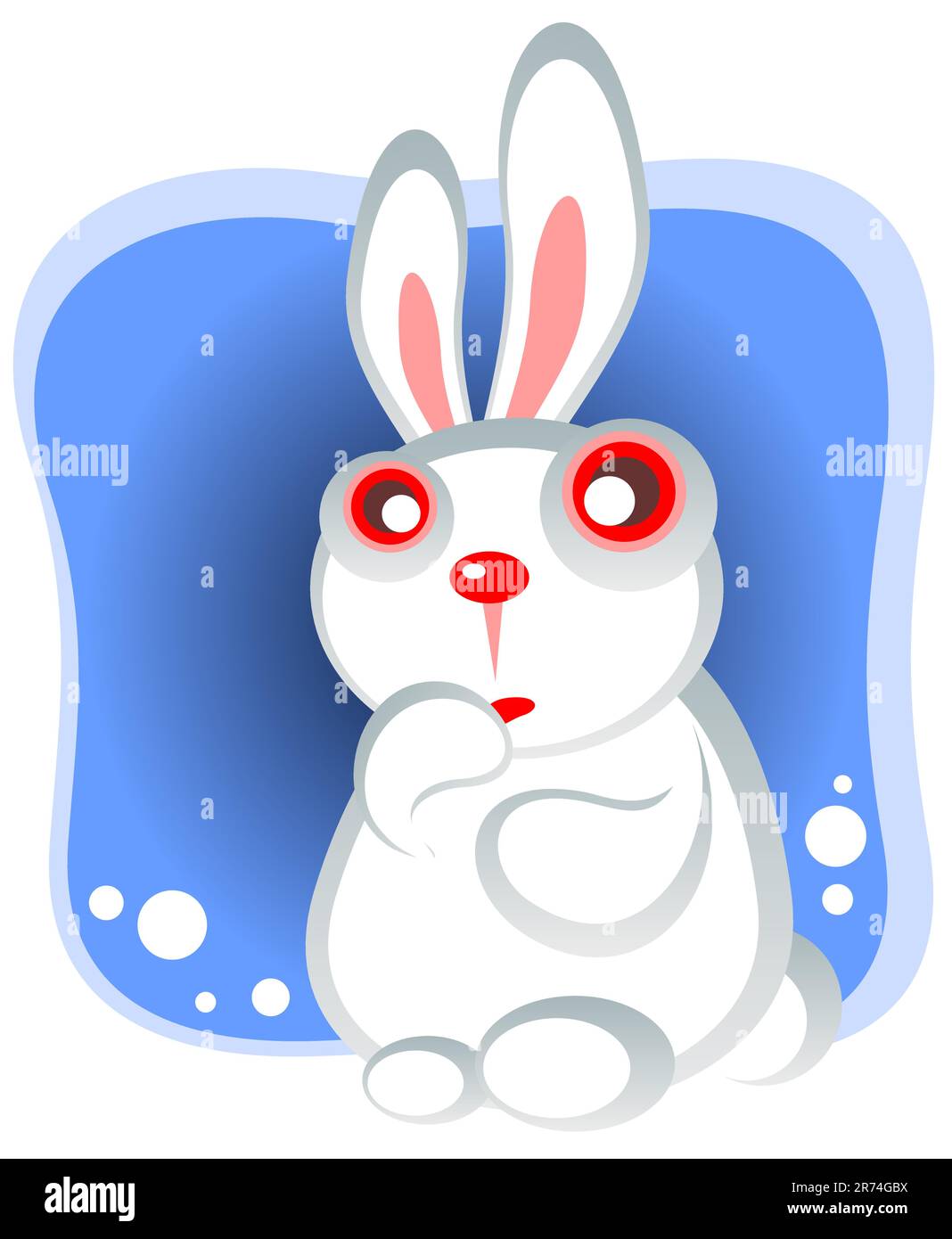 Cartoon white rabbit on a blue background Stock Vector Image & Art - Alamy