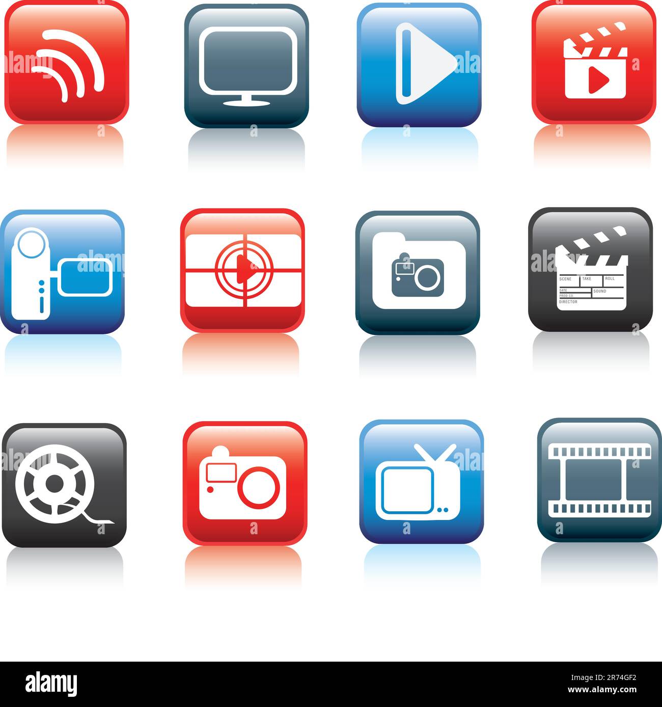 modern silhouette button icon set of photo, video and multimedia ...